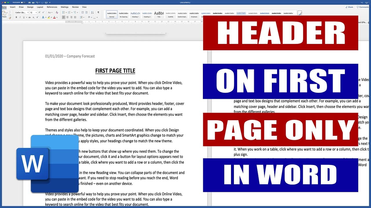 Word: Header only on first page – how to - Practical Tips